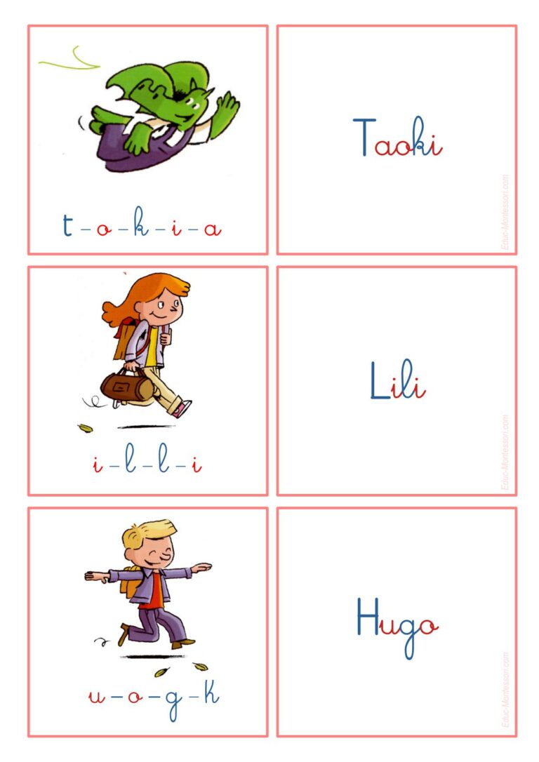 Atelier Montessori avec le vocabulaire de Taoki : dictées muettes ...